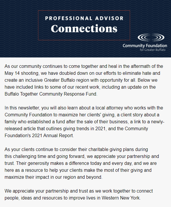 Newsletters - Community Foundation for Greater Buffalo